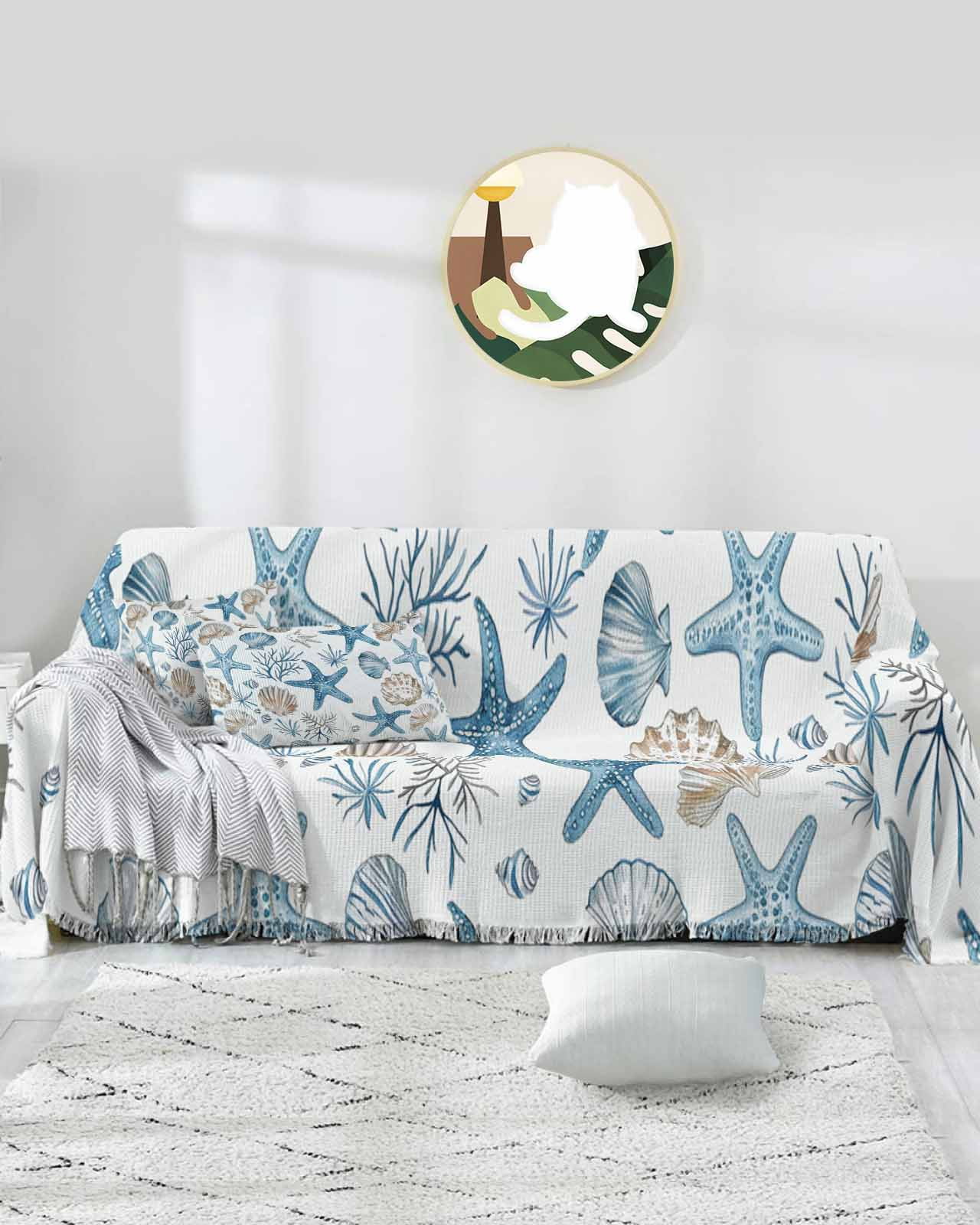 Nautical Coastal Sofa Covers for 3 Cushion Couch,Washable Sectional & L ...