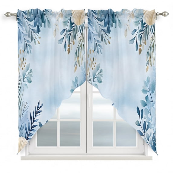 Nautical Coastal Swag Curtain Valance for Window 2 Panels Summer Blue ...
