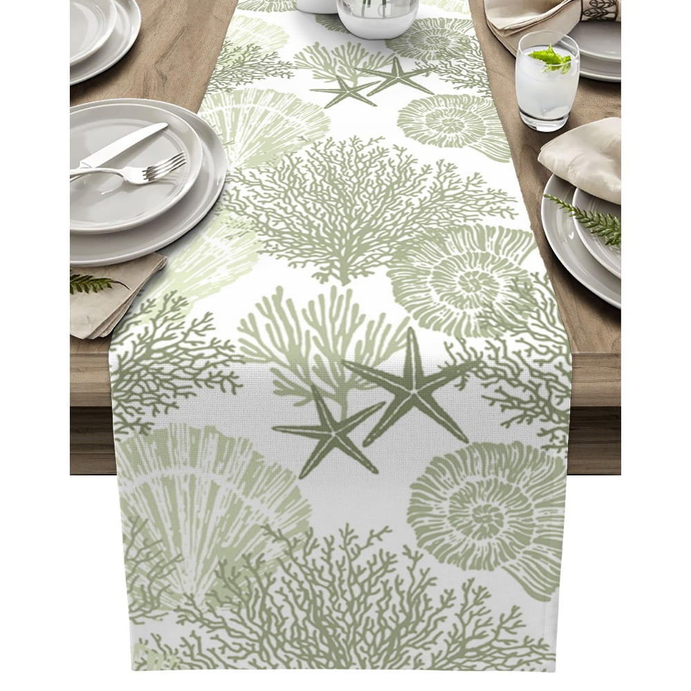 Nautical Coastal Table Runners Ocean Beach Coral Table Runners for ...