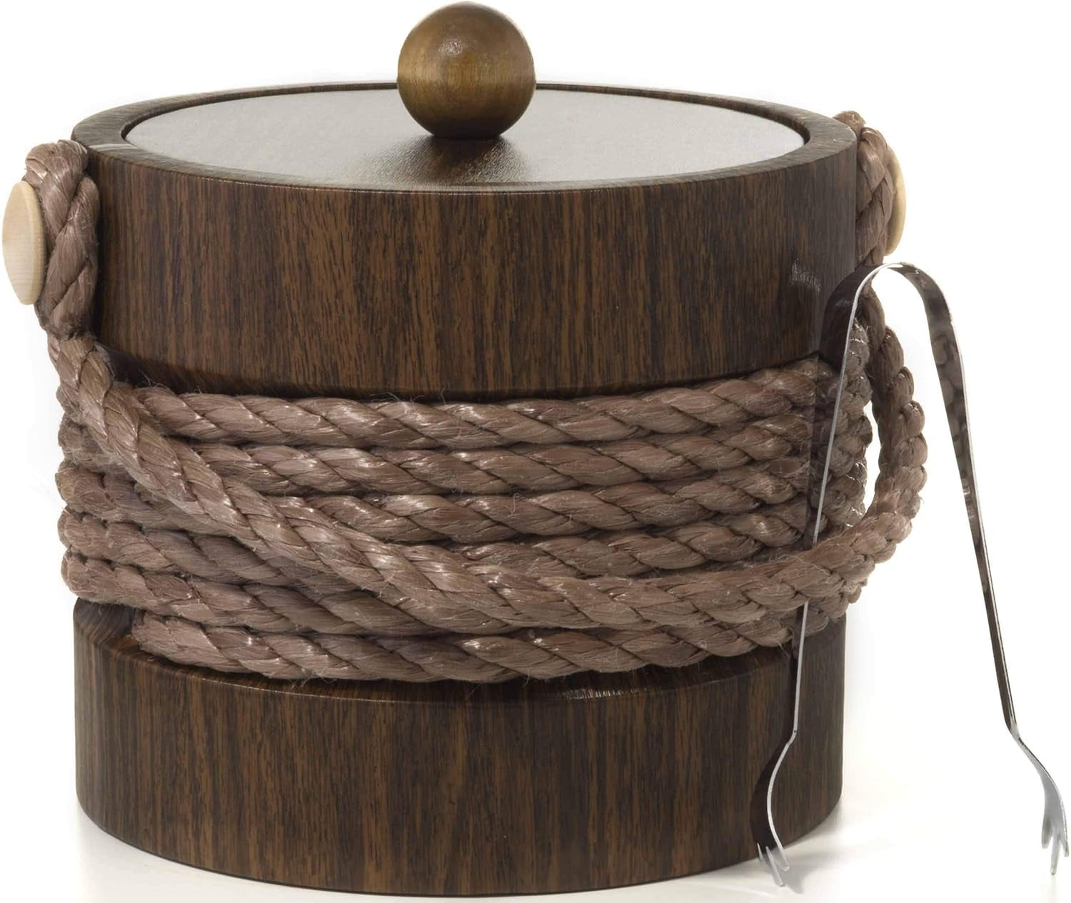 Nautical Collection Walnut Grain with Rope Handle Double Walled 3-Quart ...