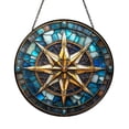 Nautical Compass Design Stained Glass Style Suncatcher – Window Decor ...