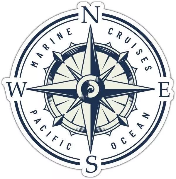 Nautical Compass Marine Cruises Pacific Car Window Stickerphone Decal ...