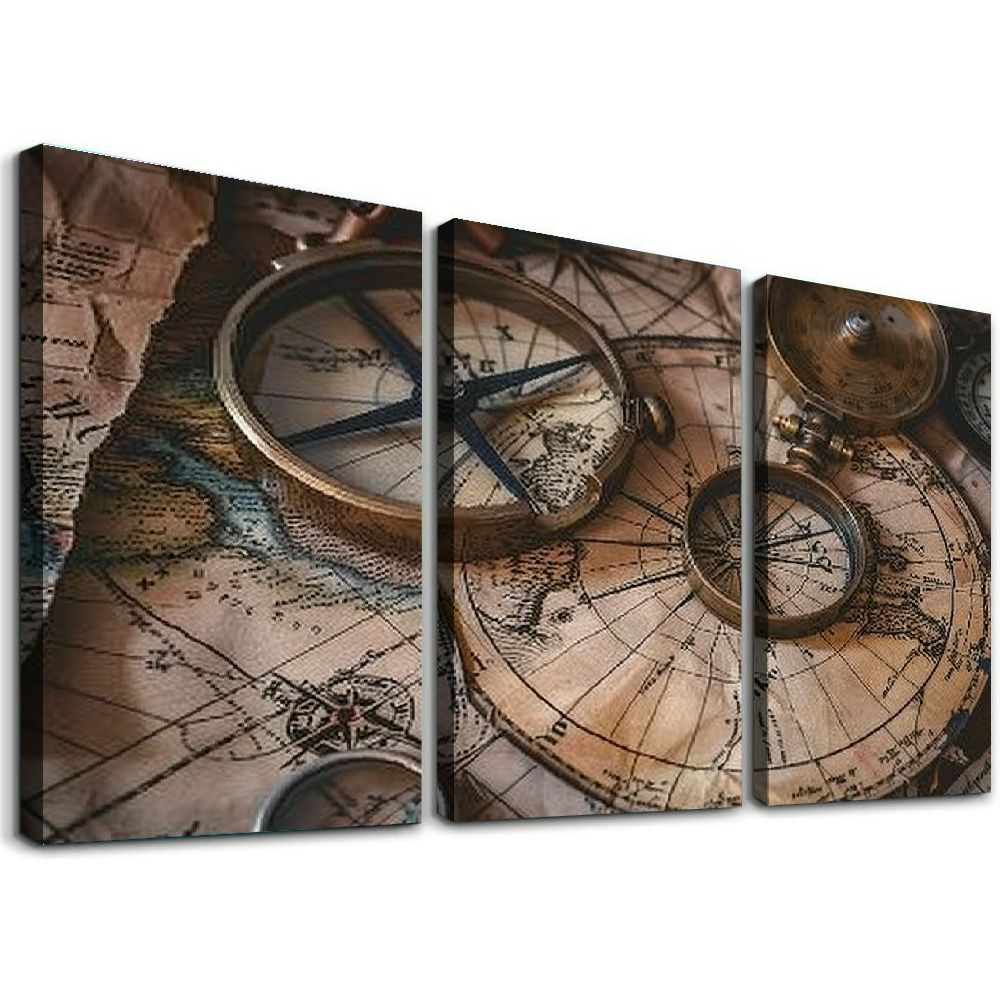 Nautical Compass Poster Canvas Mural Vintage Wall Decor (1) Canvas ...
