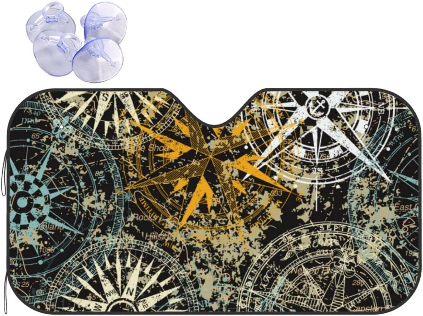 Nautical Compass Sun Shade Car Front Window Sunshade for Most Sedans ...