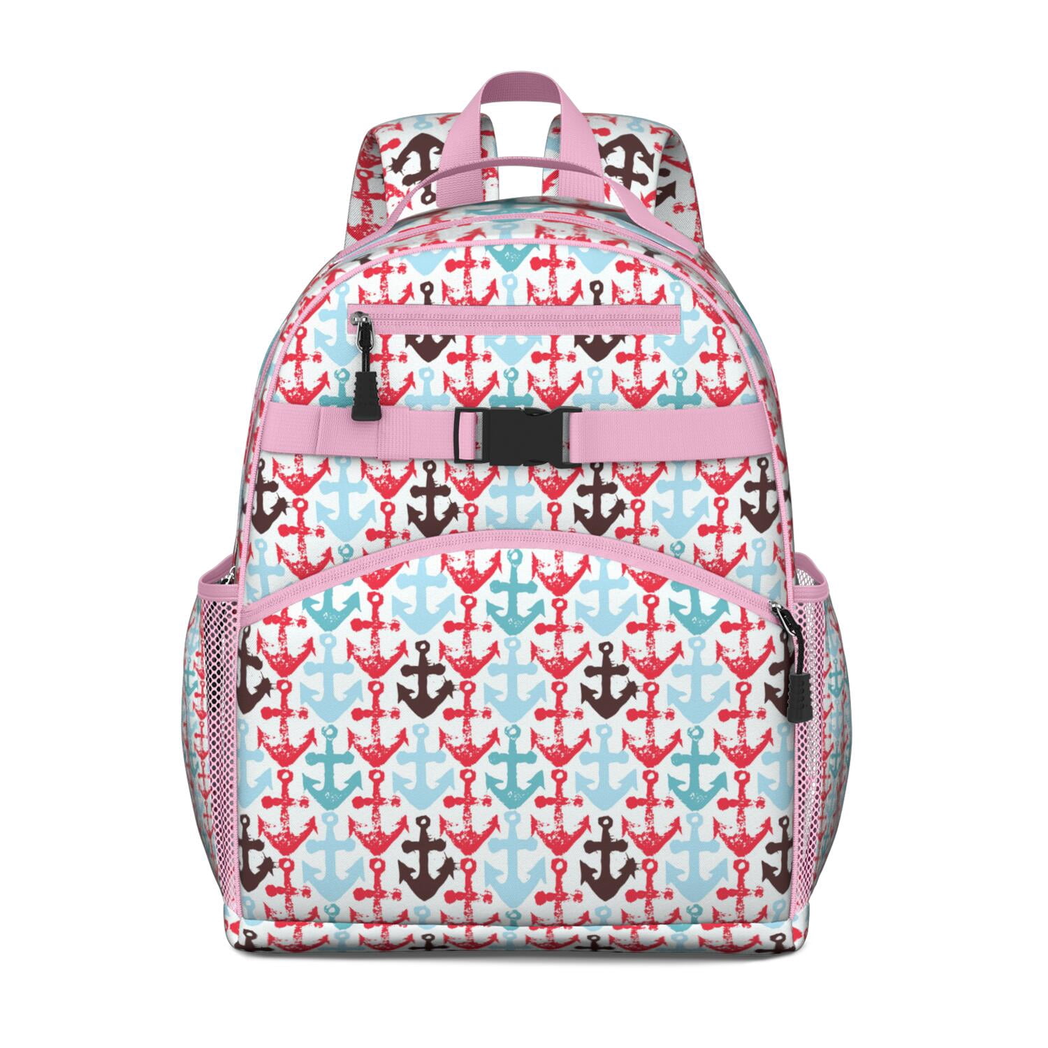 Nautical Compass & Wave Design Backpack - Spine-Protecting Waterproof ...