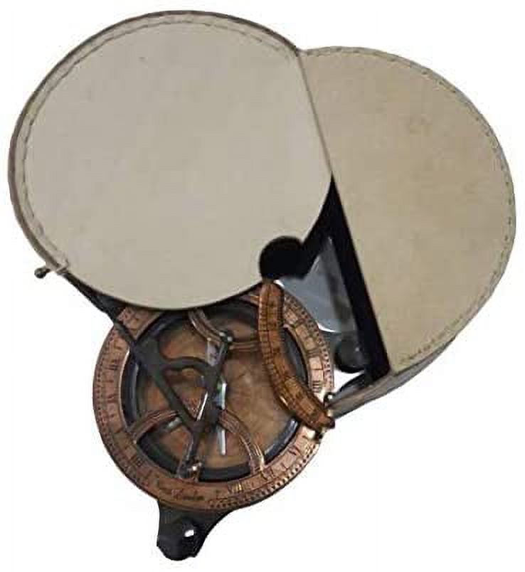 Nautical Copper & Bronze Sun Dial Compass 4 Inches With White Leather ...