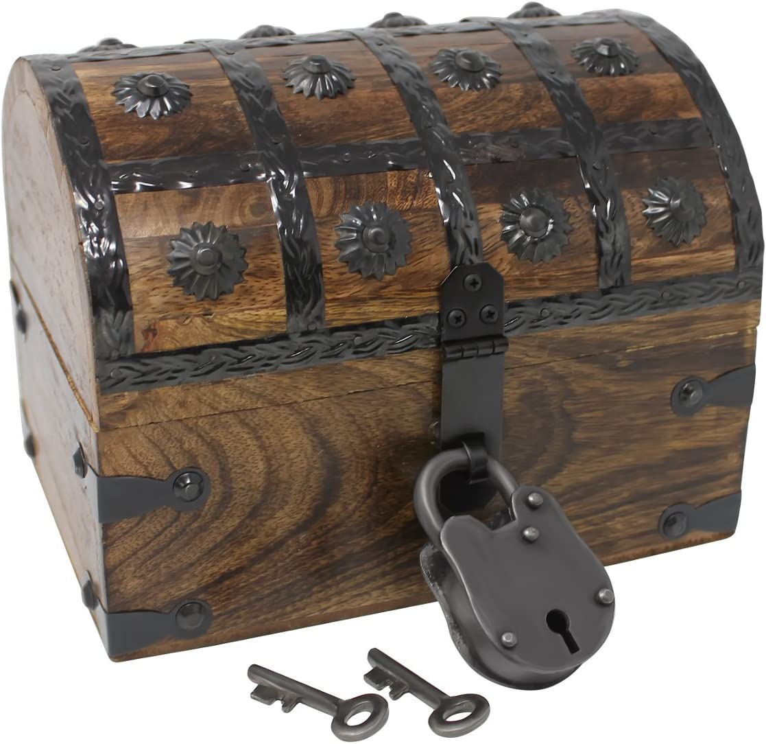 Nautical Cove Pirate Treasure Chest with Iron Lock and Skeleton Key ...