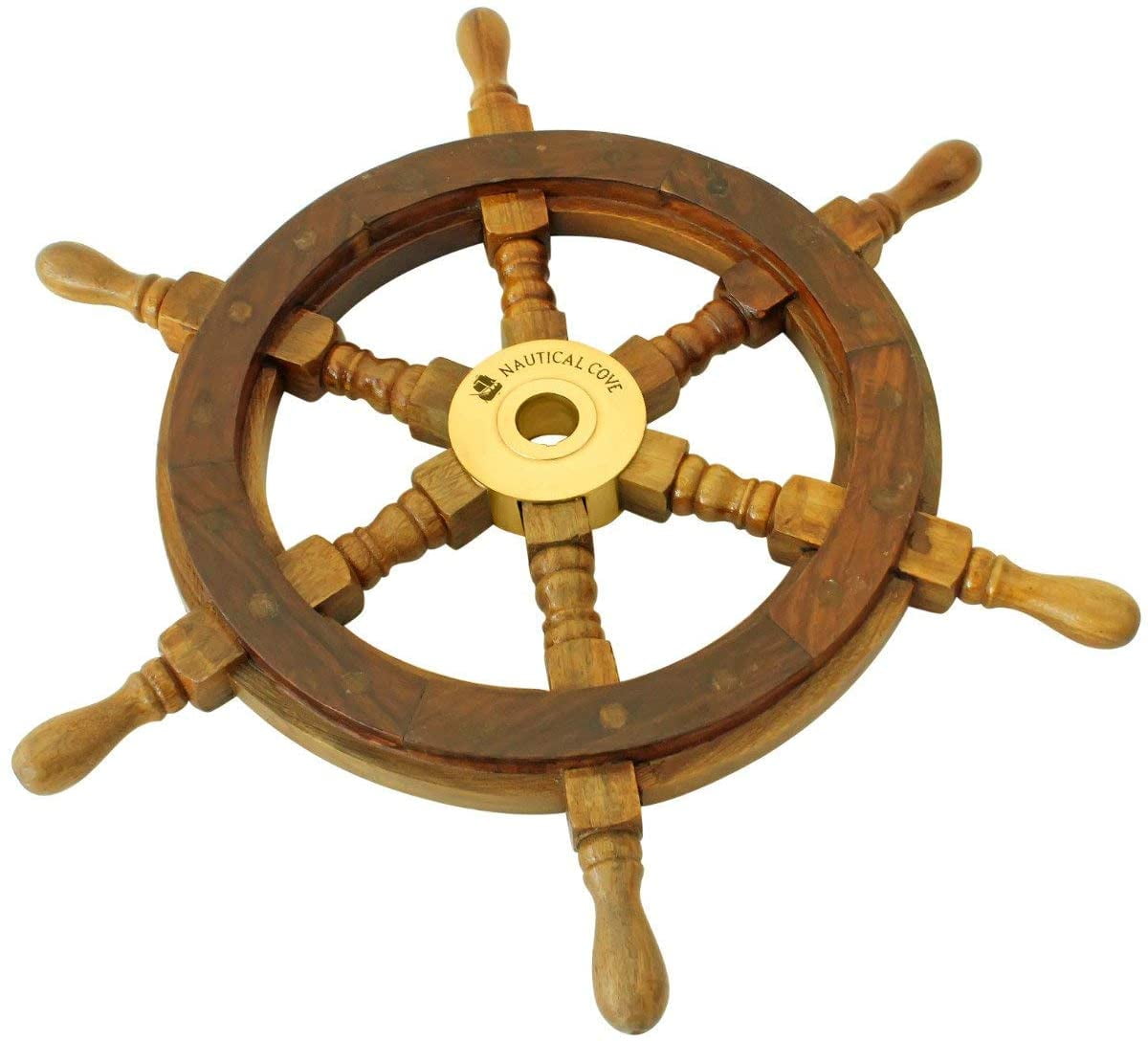 Nautical Cove Wooden Ship Wheel 12" Pirate Decor, Ships Wheel for Home ...