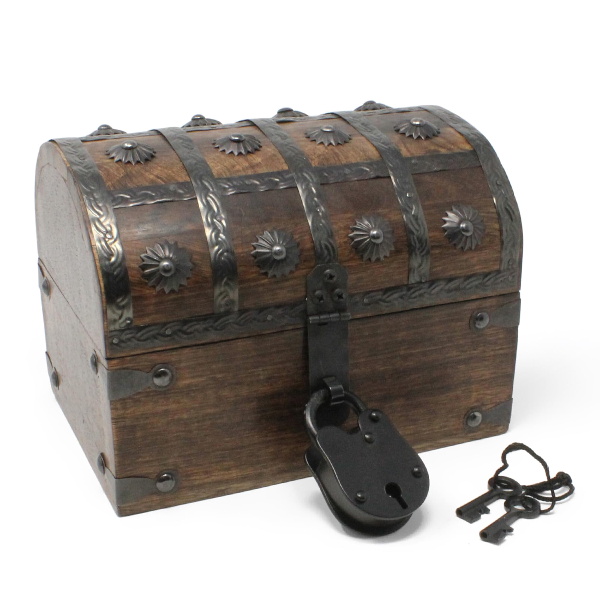 Nautical Cove Wooden Treasure Chest with Padded Velvet Lining and ...