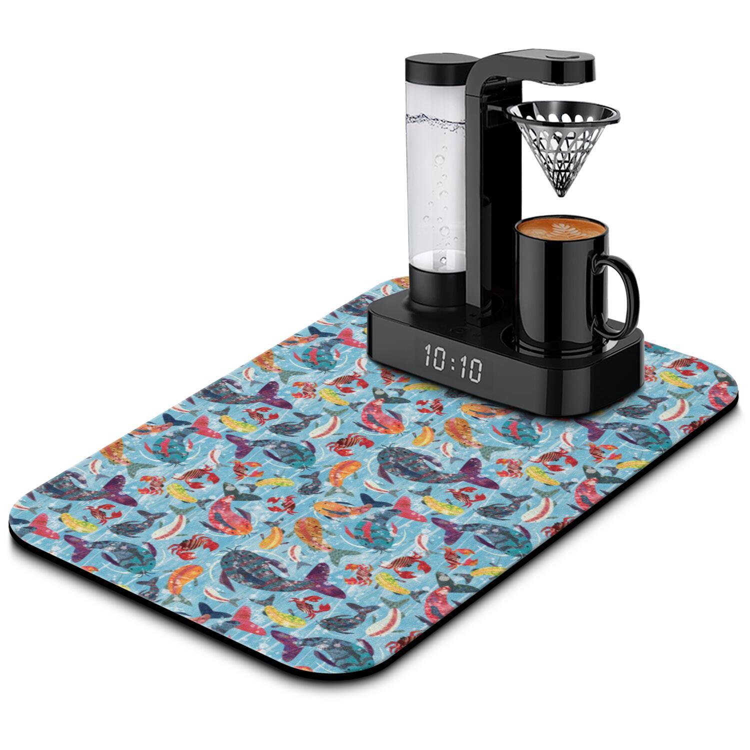 Nautical Crab Coffee Mat – Black and White Sea Life Design with Coastal ...