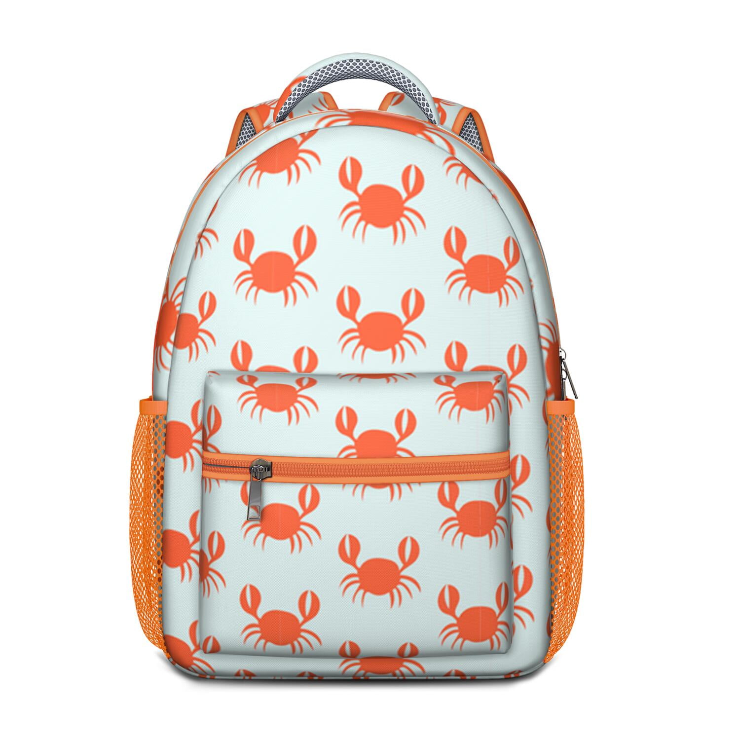 Nautical Crab Themed School Backpack - Black & White Waterproof Bookbag with Spinal Support ...