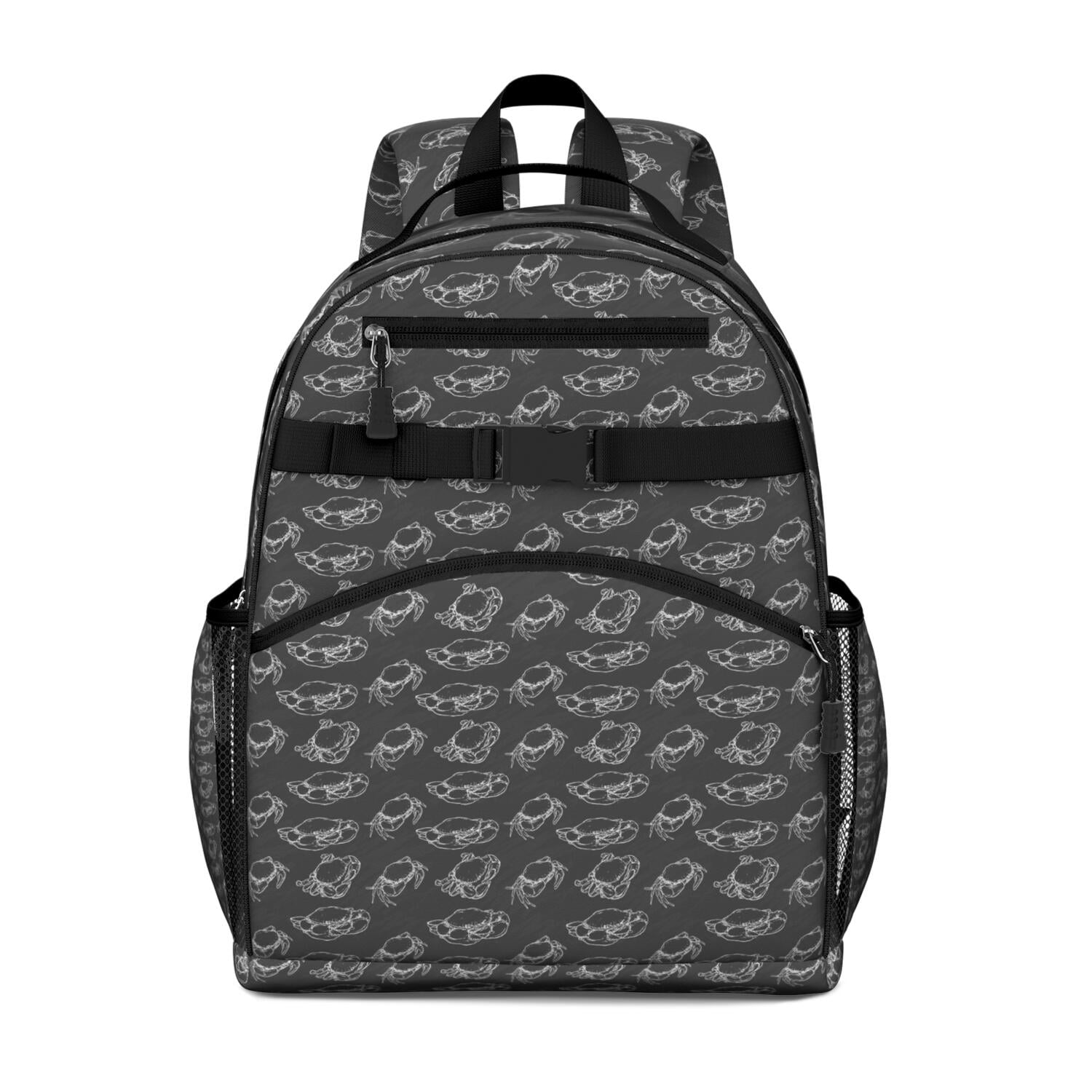 Nautical Crab Waterproof Backpack - Black & White Vintage Sea Life ...