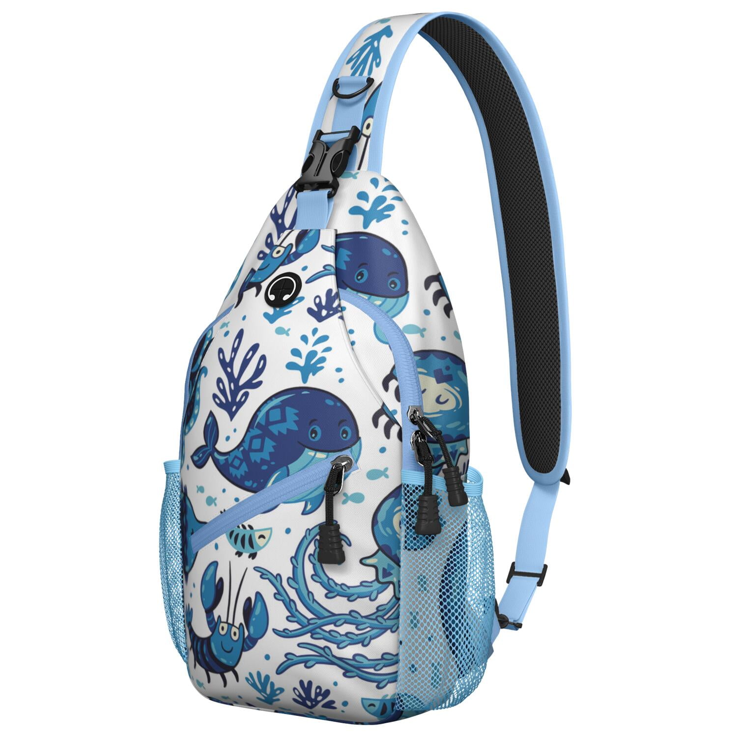 Nautical Crossbody Bag - Hand Drawn Underwater Marine Life Chart Design ...