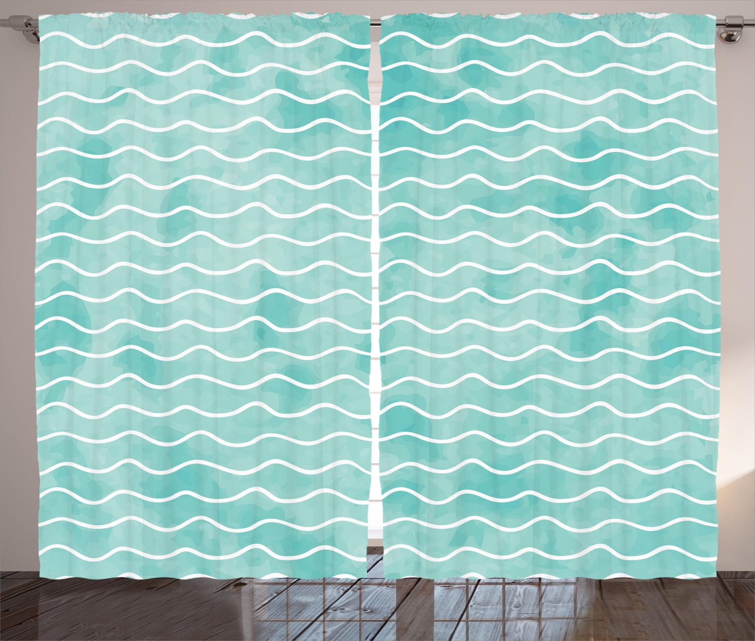 Ambesonne Nautical Curtains 2 Panel Set, Ocean Sea Wave Pattern, 108" x ...