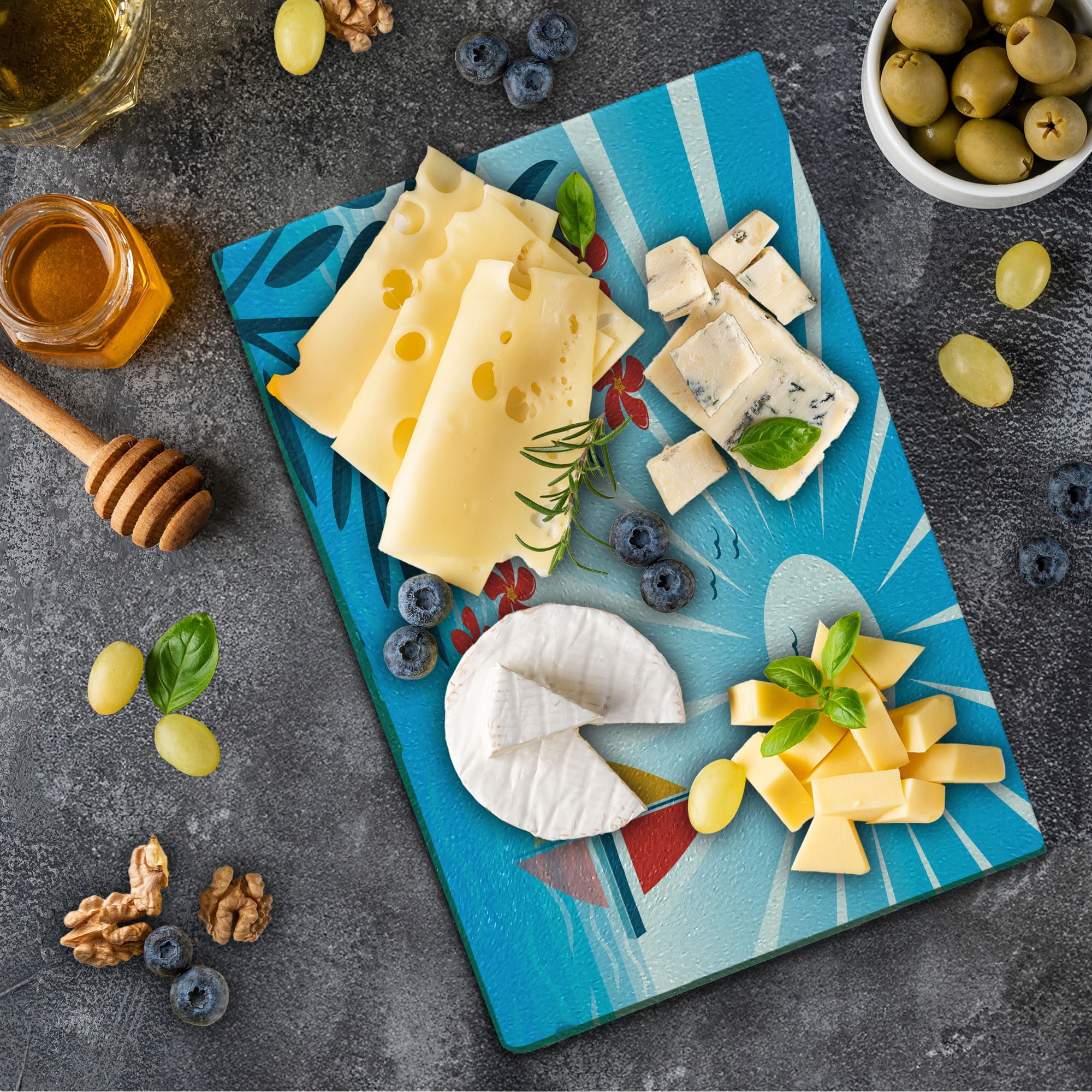 Nautical Cutting Board, Oleanders and Sailing Boat in the Sea Sunny Day ...