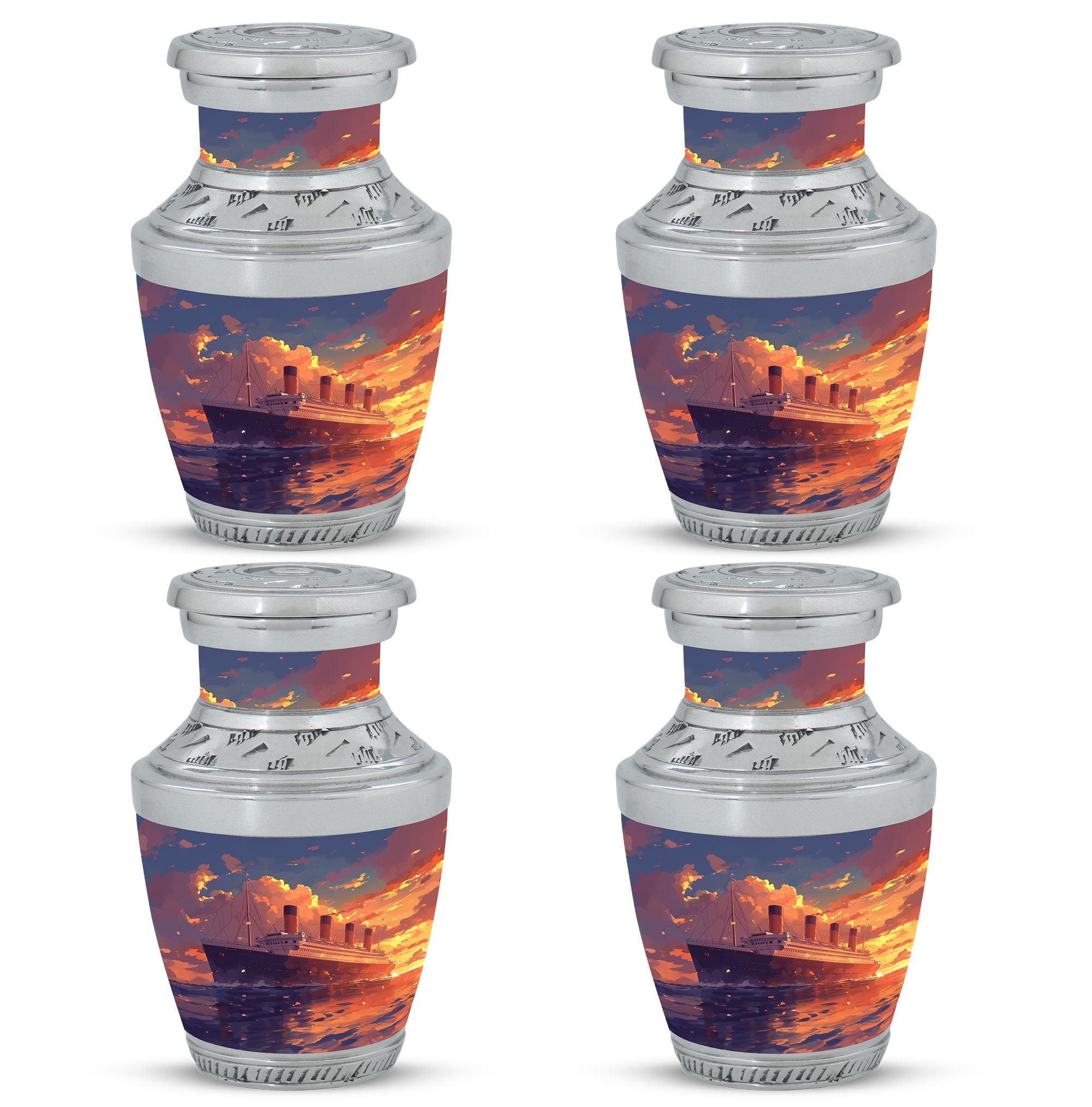 Nautical Dawn with Vintage Ocean Liner Mystic Moon Tiny Urn for Human ...