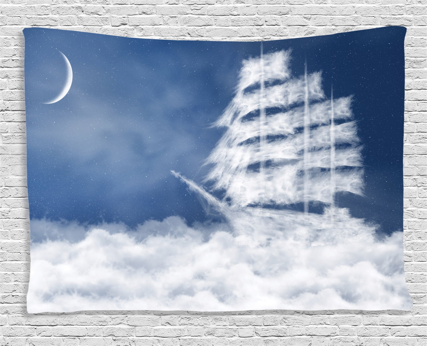 Nautical Decor Tapestry, A Yacht in the Ocean Made and Shaped with ...