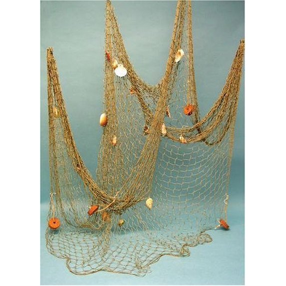 Nautical Decorative Fish Net Pack with Shells and Cork - Walmart.com