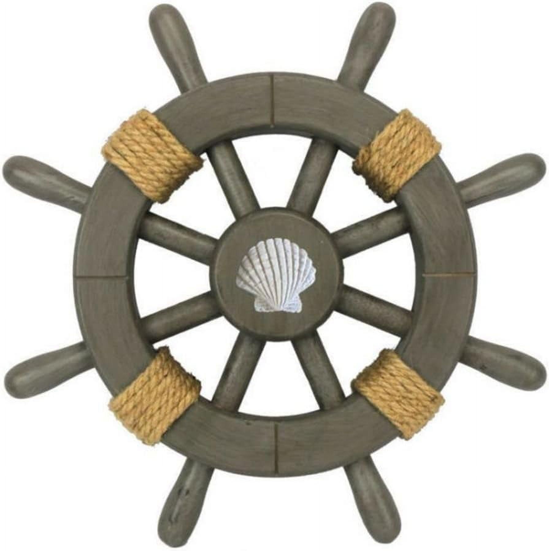 Nautical Decorative Ship Wheel with Seashell, 12", Antique - Walmart.com