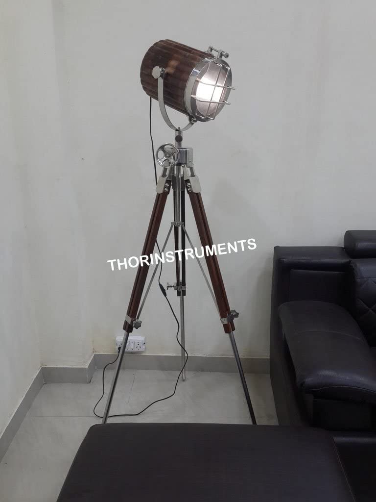 Nautical Designer Modern Wooden Search Light Spotlight Tripod Floor ...