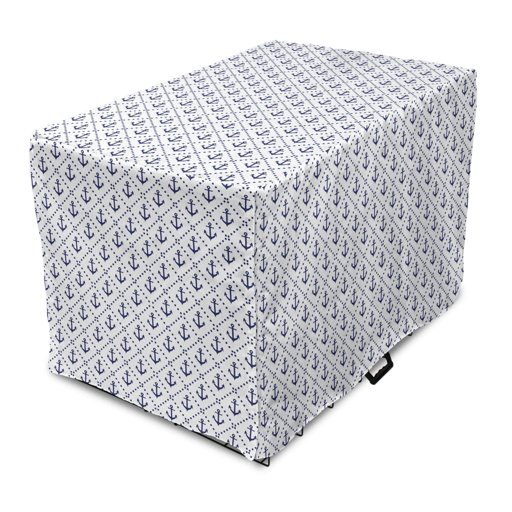 Nautical Dog Crate Cover, Anchors Pattern of Diamond Shaped Dots Marine ...