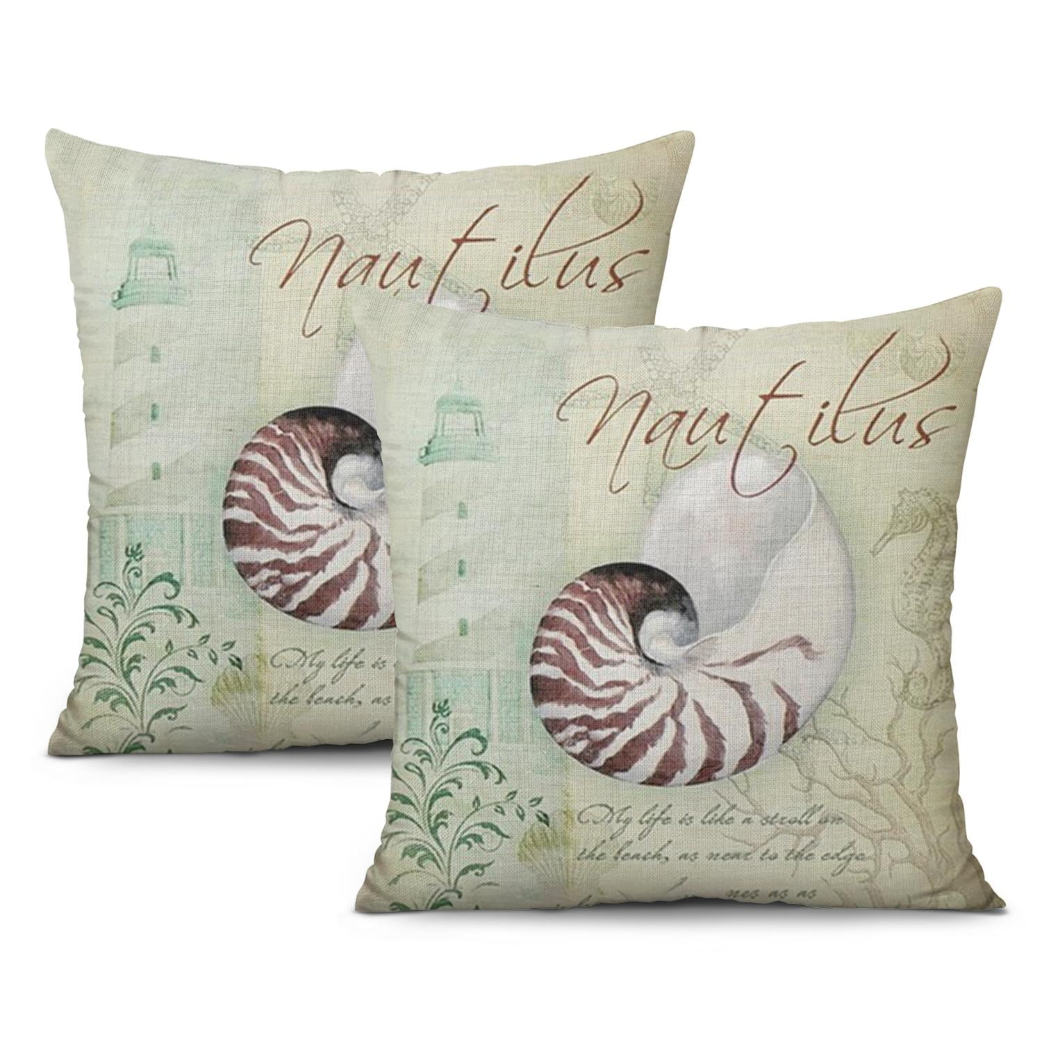 Nautical Dream: Set of 2 Coastal 16x16 inch Beach Themed Pillow Covers ...
