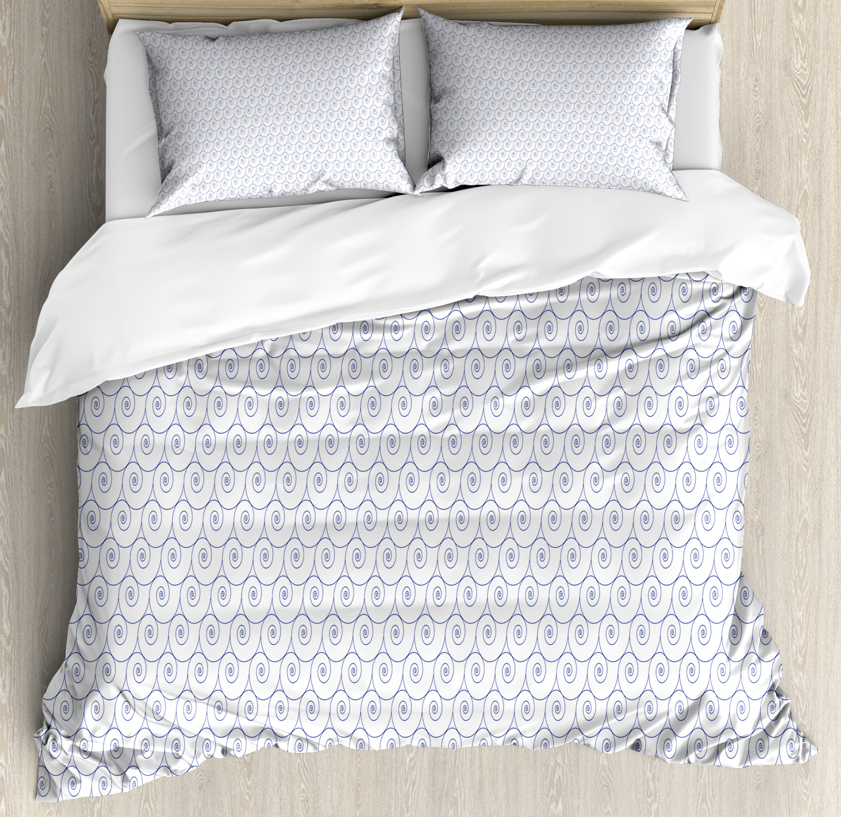 Nautical Duvet Cover Set, Monochrome Illustration of Nautilus Shell ...