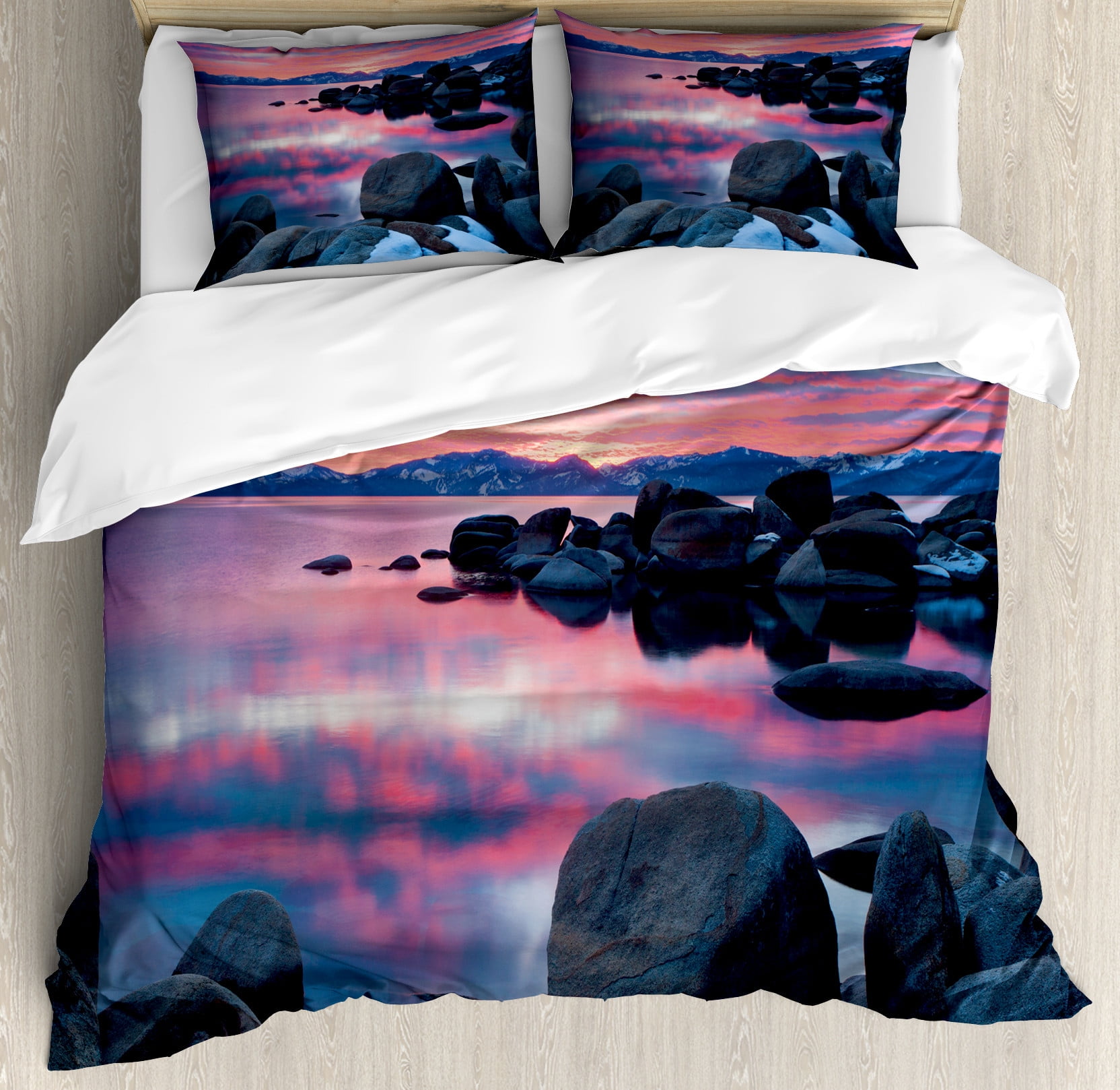 Nautical Duvet Cover Set, Natural Theme Sunset in Lake Tahoe from ...