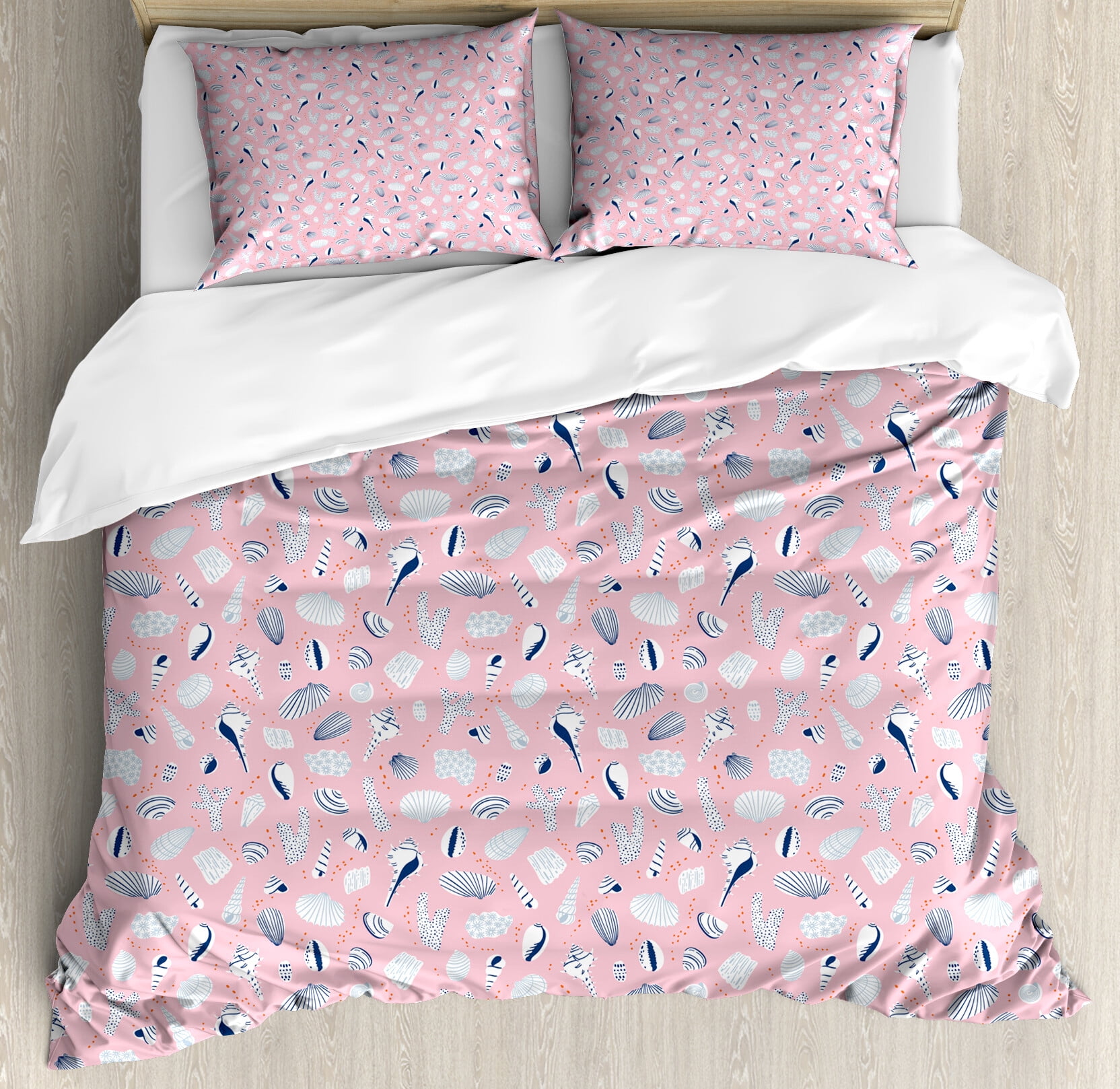 Nautical Duvet Cover Set, Sea Shells Underwater Oceanic Marine Life ...
