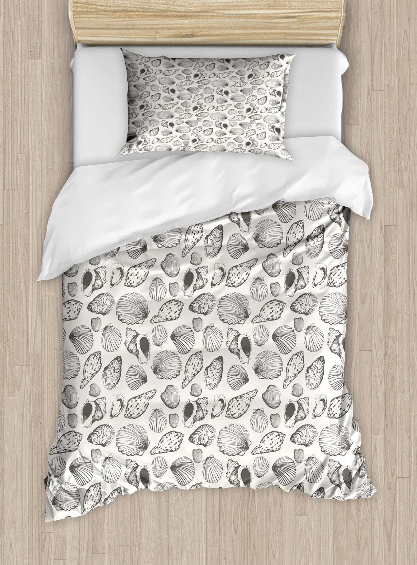 Nautical Duvet Cover Set, Sketch Style Pattern with Continuous ...