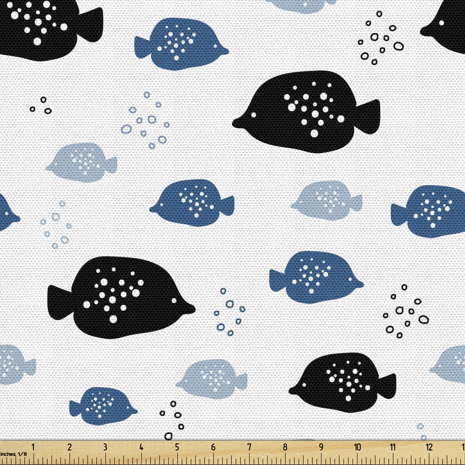 Ambesonne Nautical Fabric by the Yard Upholstery, Fishes Underwater ...