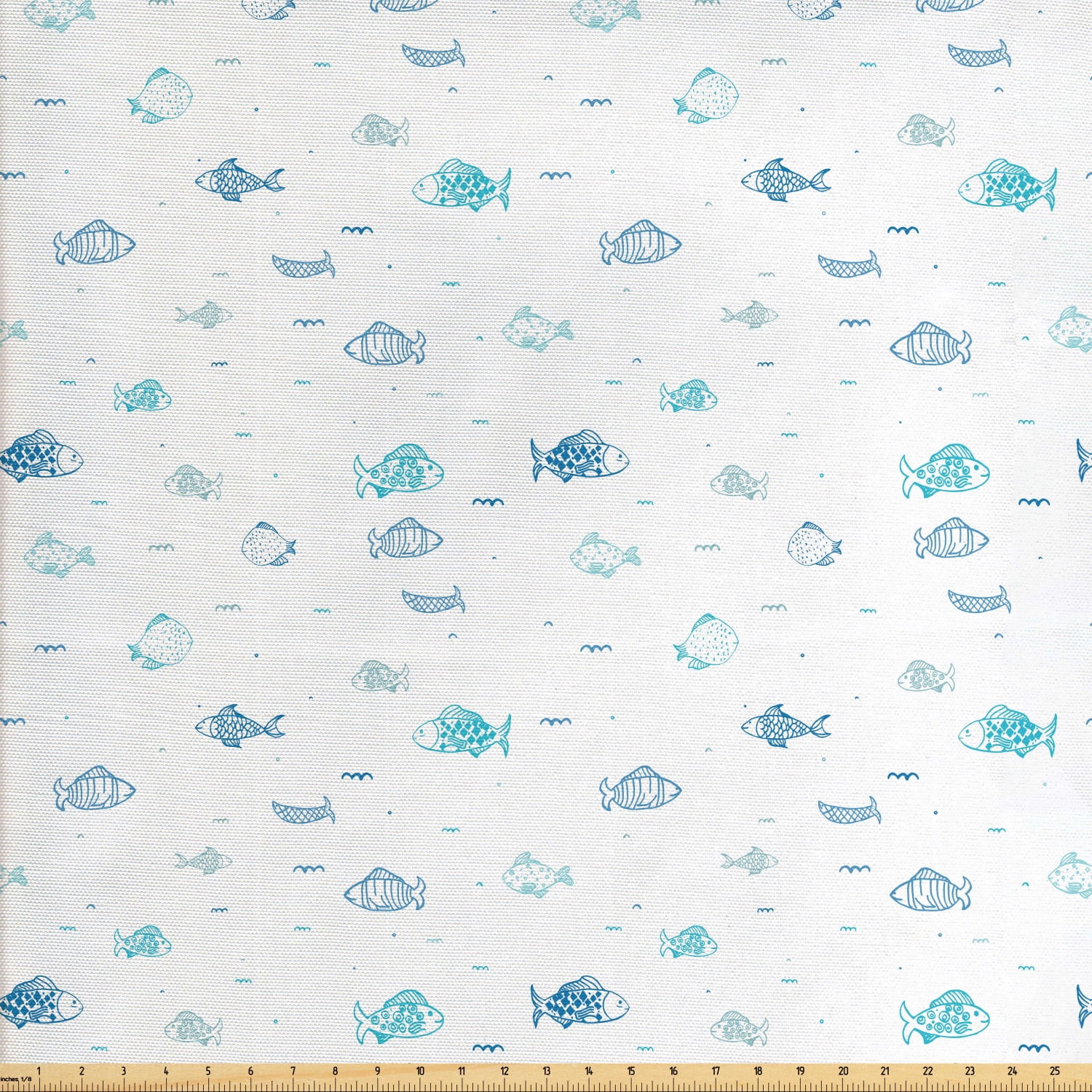 Ambesonne Nautical Fabric by the Yard Upholstery, Style Fish Motifs, 2 ...