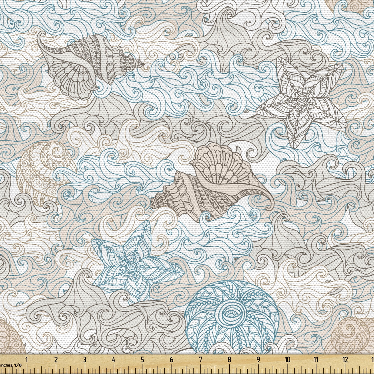 Ambesonne Nautical Fabric by the Yard Upholstery, Pastel Toned ...