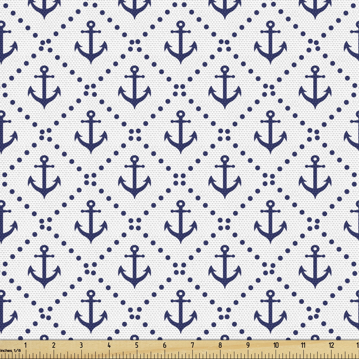 Ambesonne Nautical Fabric by the Yard Upholstery, Anchors in Diamond ...
