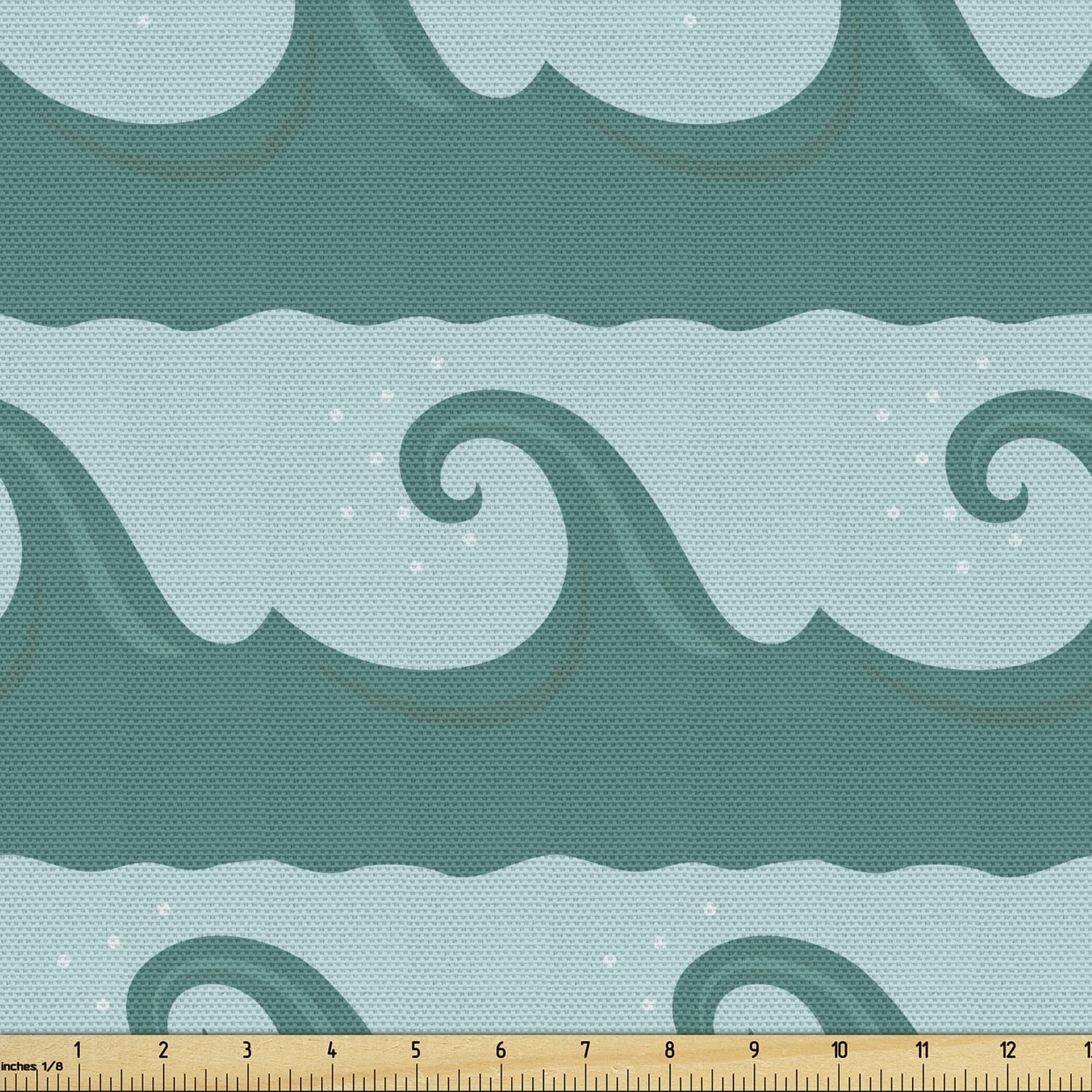 Ambesonne Nautical Fabric by the Yard Upholstery, Swirling Ocean Waves ...