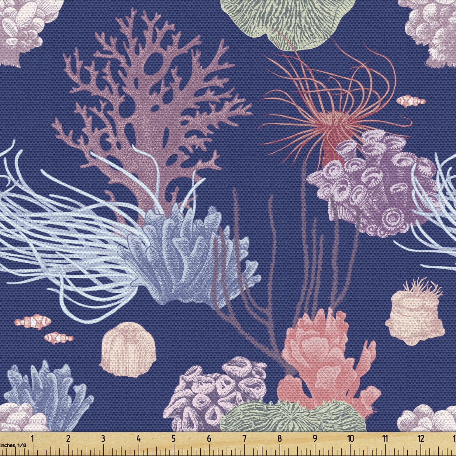 Ambesonne Nautical Fabric by the Yard Upholstery, Colorful Marine ...