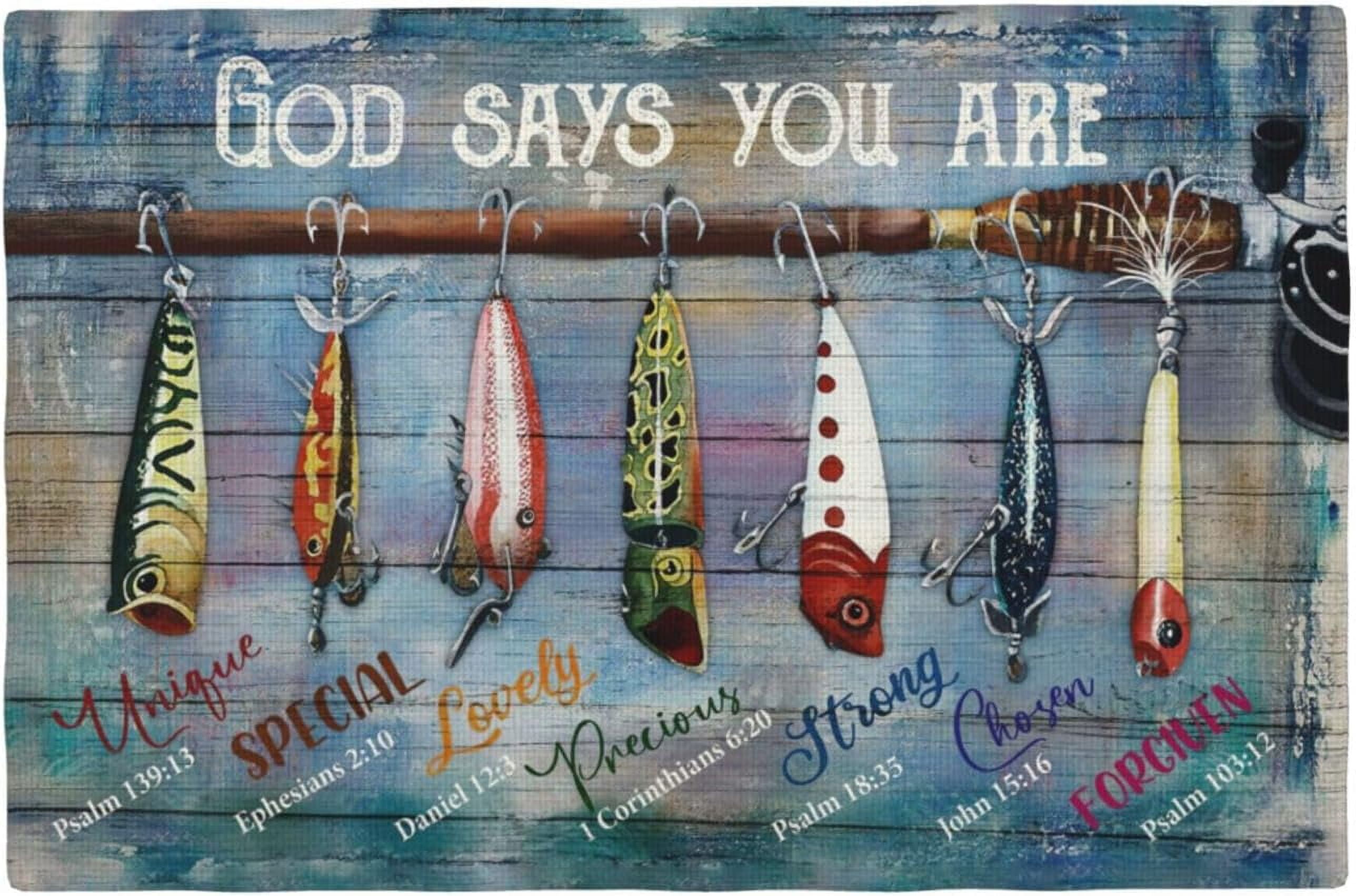 Nautical Fishing Placemats Set of 4 Fish Table Mats Washable Place Mats ...