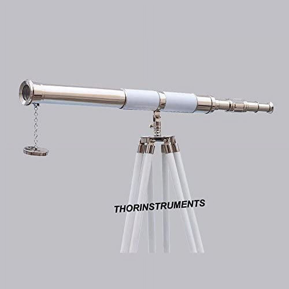 Nautical 60 Inches Chrome White Leather Admiral Telescope for Adult Sky ...