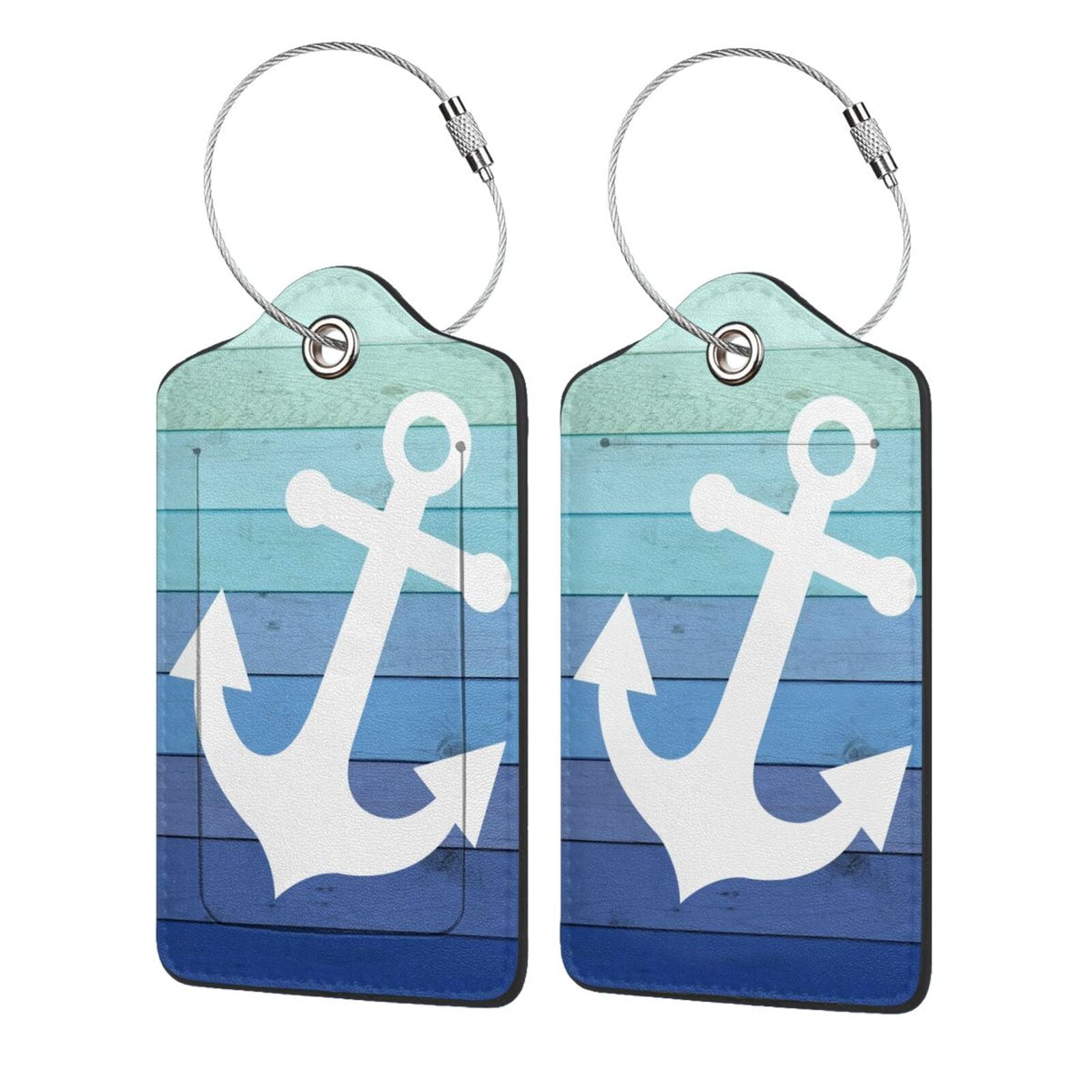 Nautical Funny Anchor Luggage Tags for Suitcase PU Privacy Cover ID ...