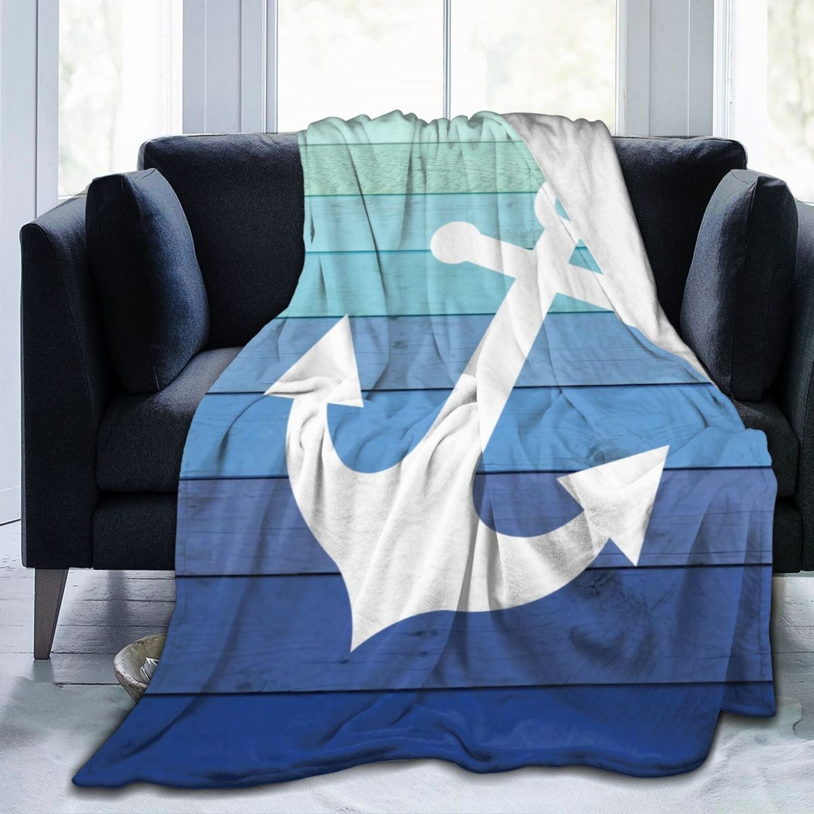 Nautical Funny Anchor Throw Blanket Soft Cozy Warm Durable Fuzzy ...