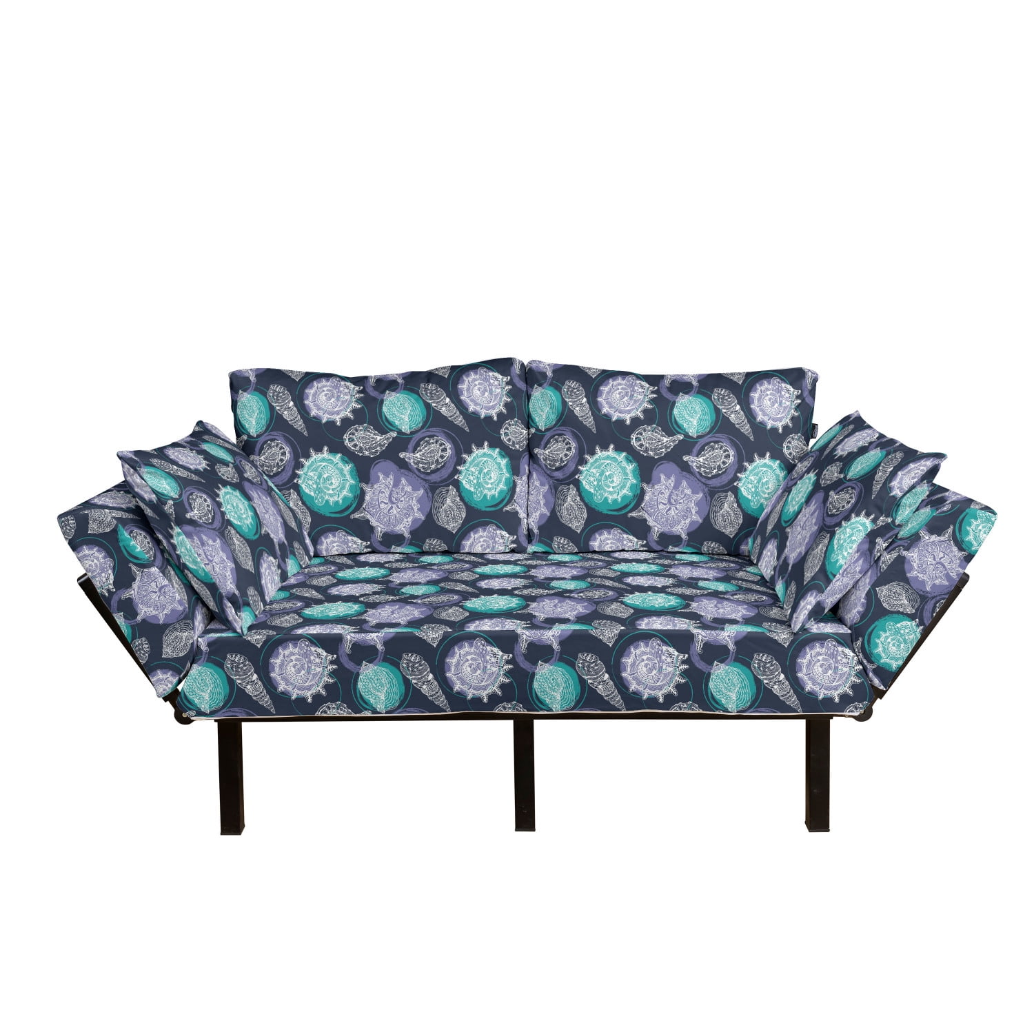 Nautical Futon Couch, Ocean Theme Seashells Scallop Summer Marine ...