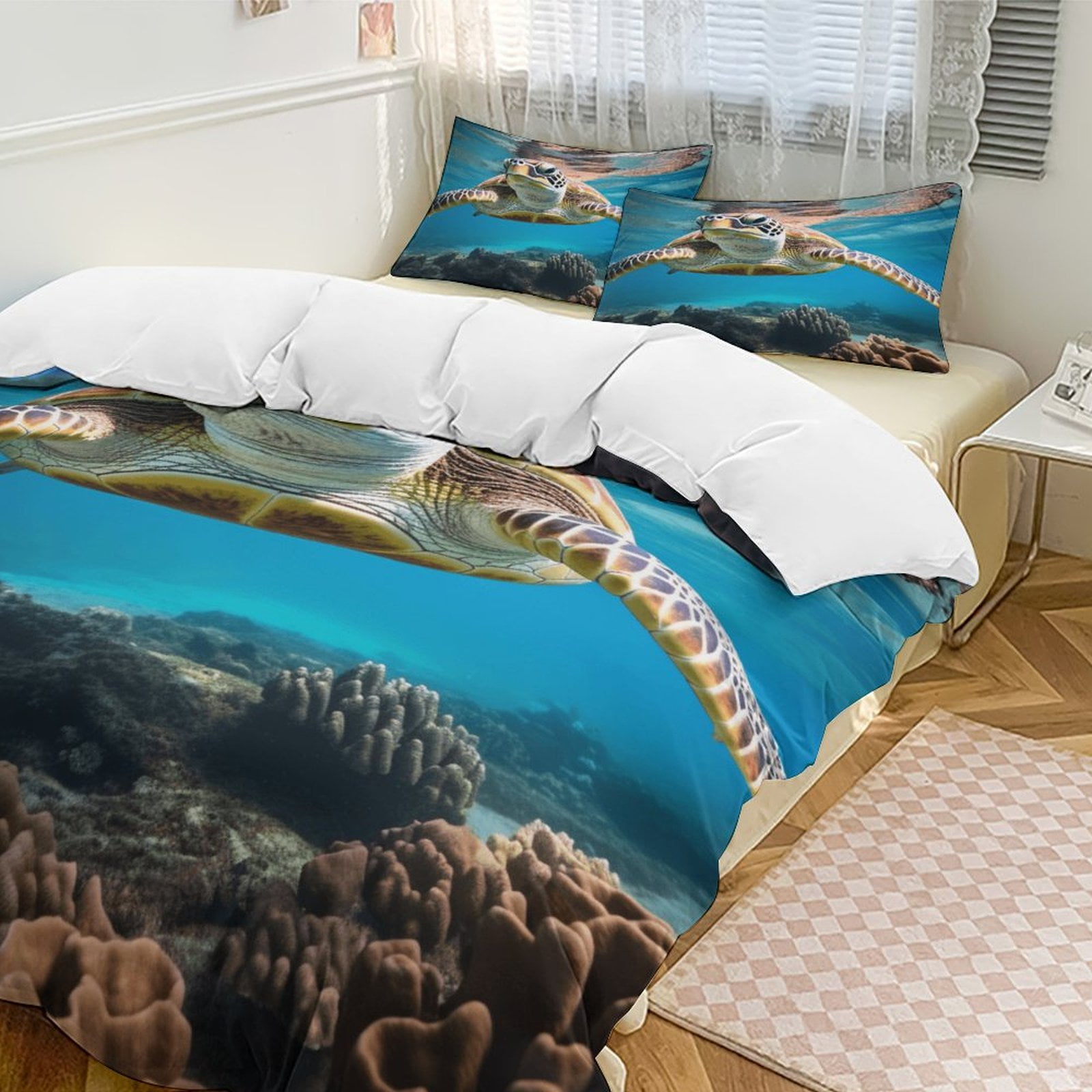 Nautical Green Sea Turtles 3D Duvet Cover Set Quilt Cover Theme of Kid ...