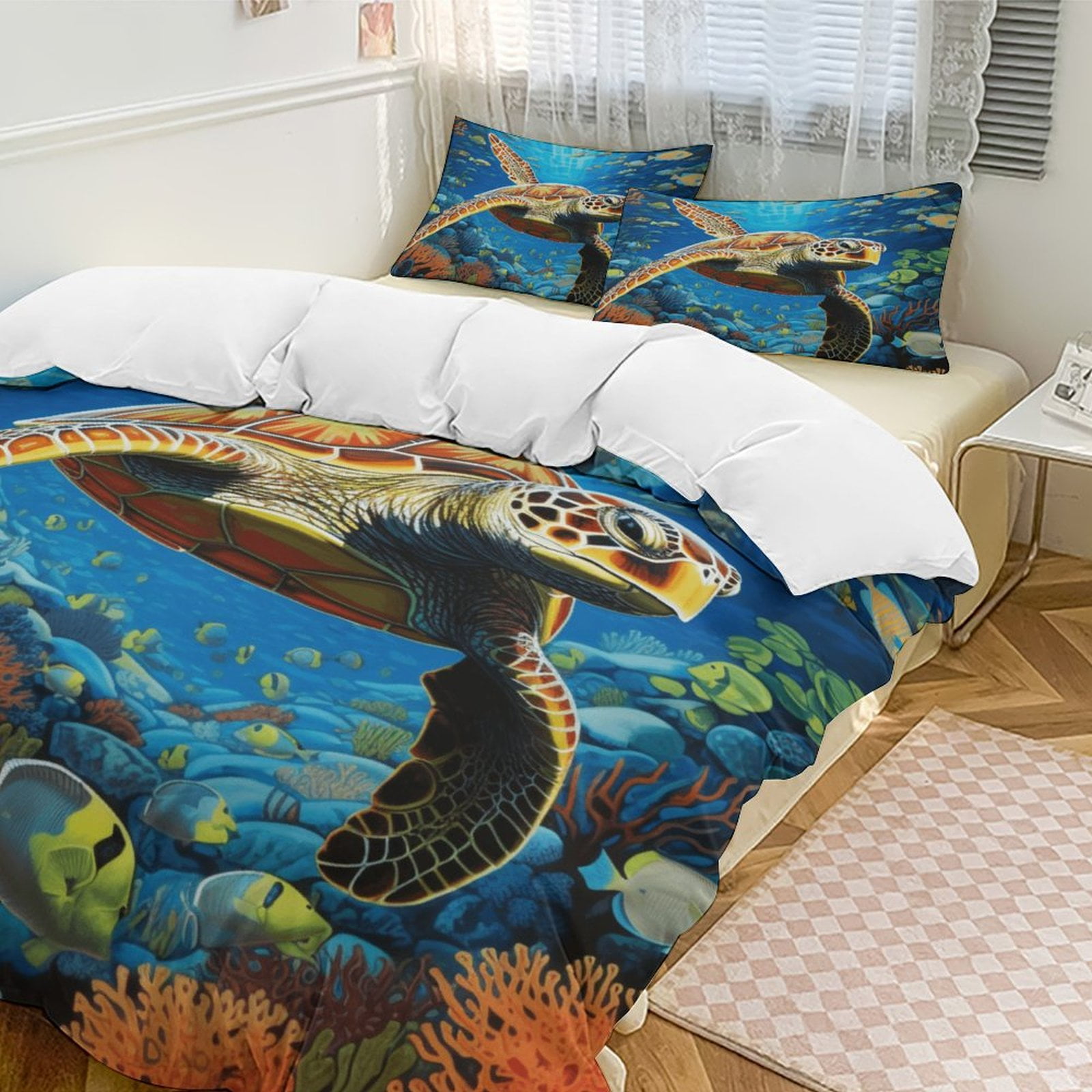 Nautical Green Sea Turtles 3D Duvet Cover Set Quilt Cover Theme of Kid ...