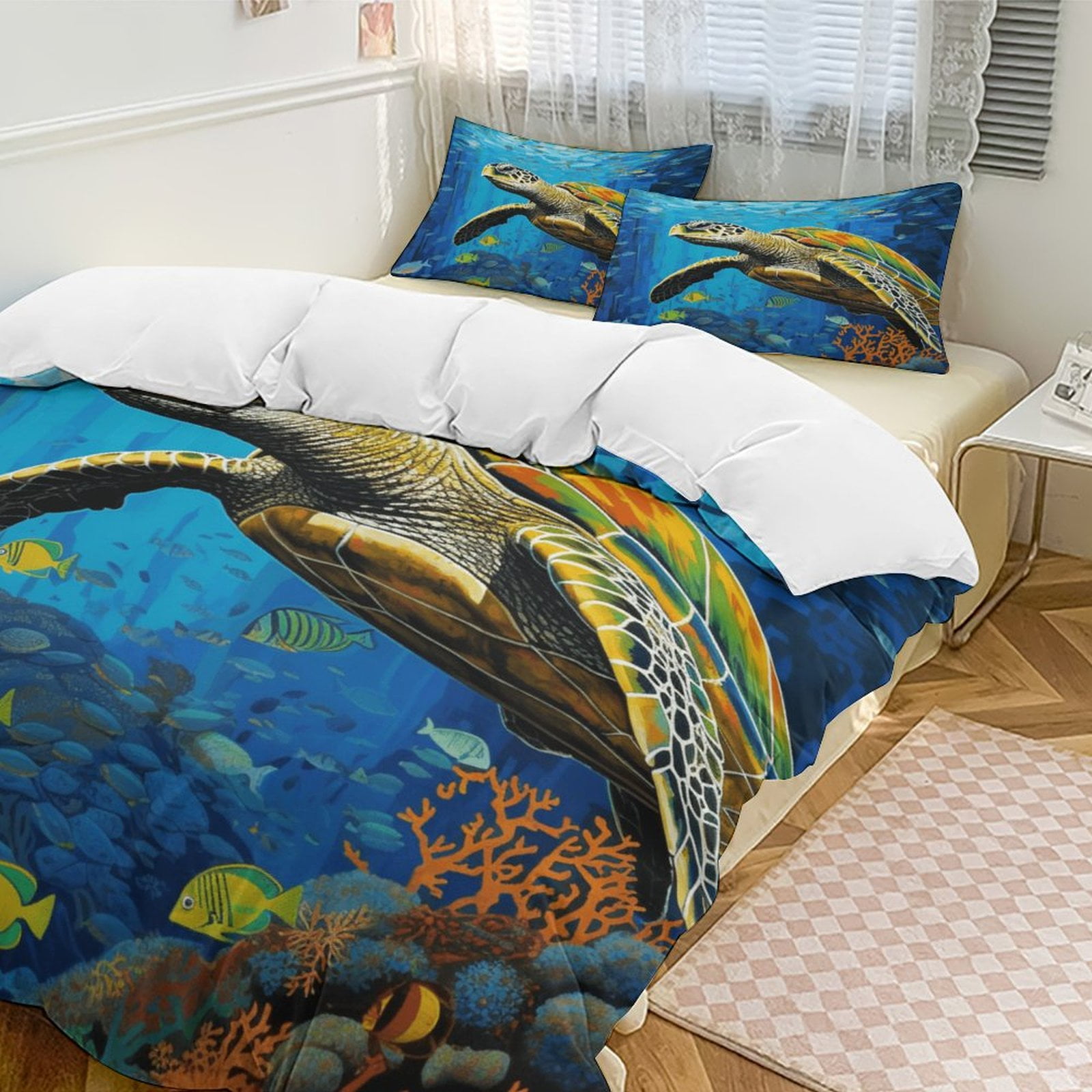 Nautical Green Sea Turtles 3D Duvet Cover Set Quilt Cover Theme of Kid ...