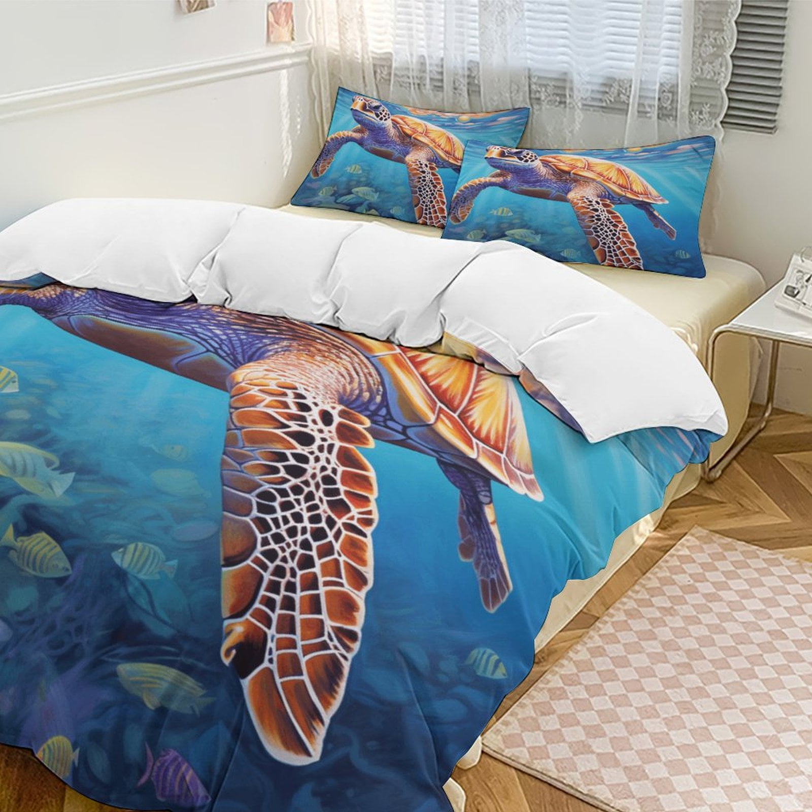 Nautical Green Sea Turtles 3D Duvet Cover Set Quilt Cover Theme of Kid ...