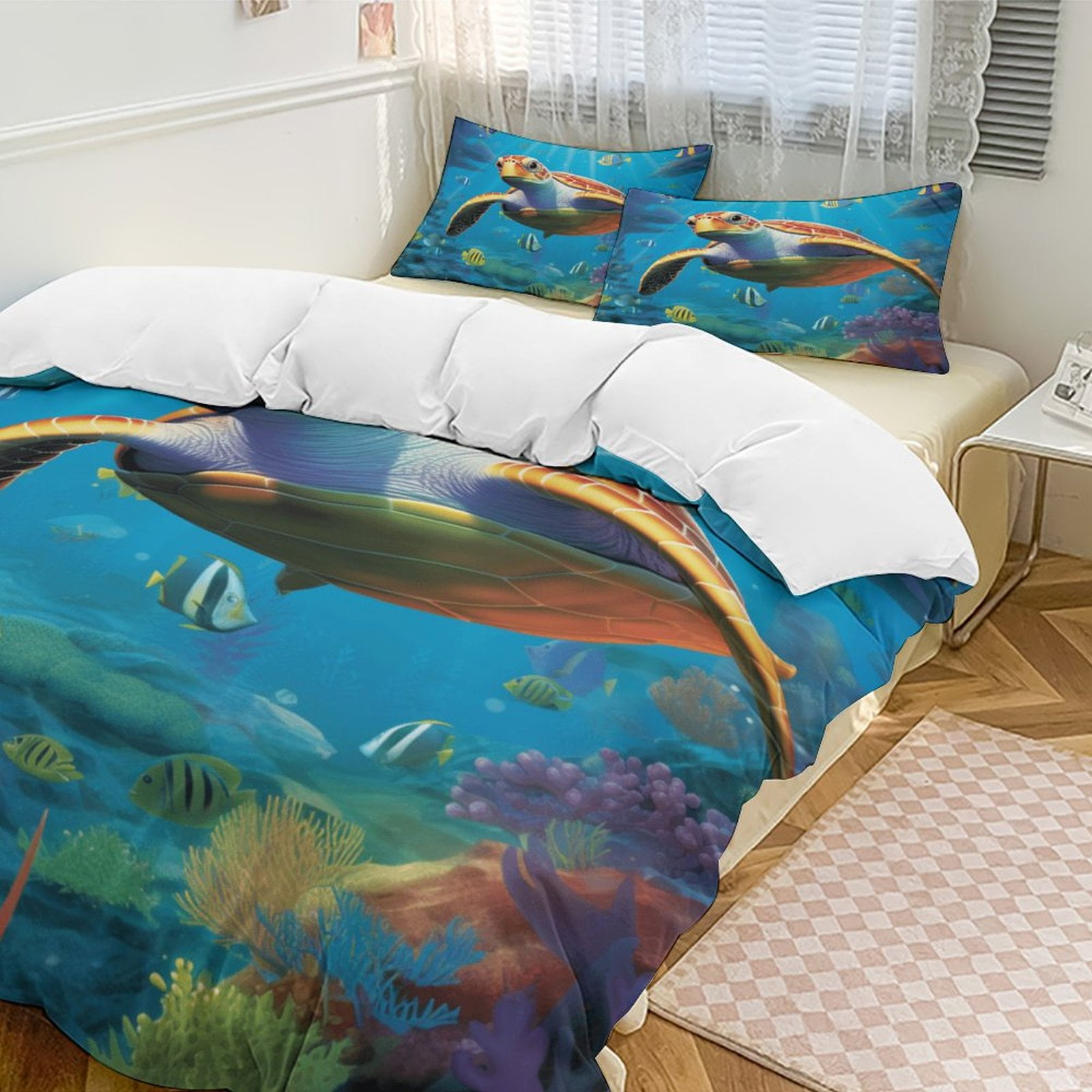 Nautical Green Sea Turtles 3D Duvet Cover Set Quilt Cover Theme of Kid ...