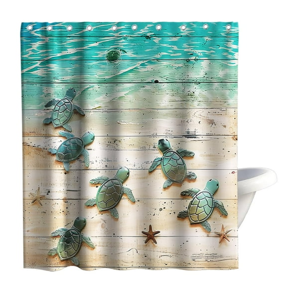 Blue Coastal Shower Curtain Set - Small 36" x 72" Washable Bathtub ...