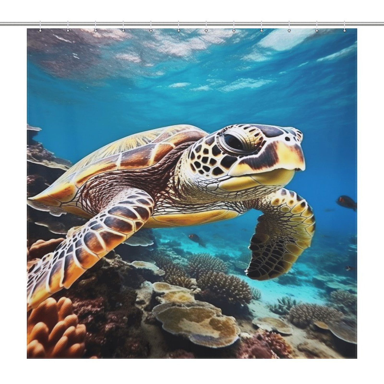 Nautical Green Sea Turtles Shower Curtain Modern Home Bathroom Bathtub ...
