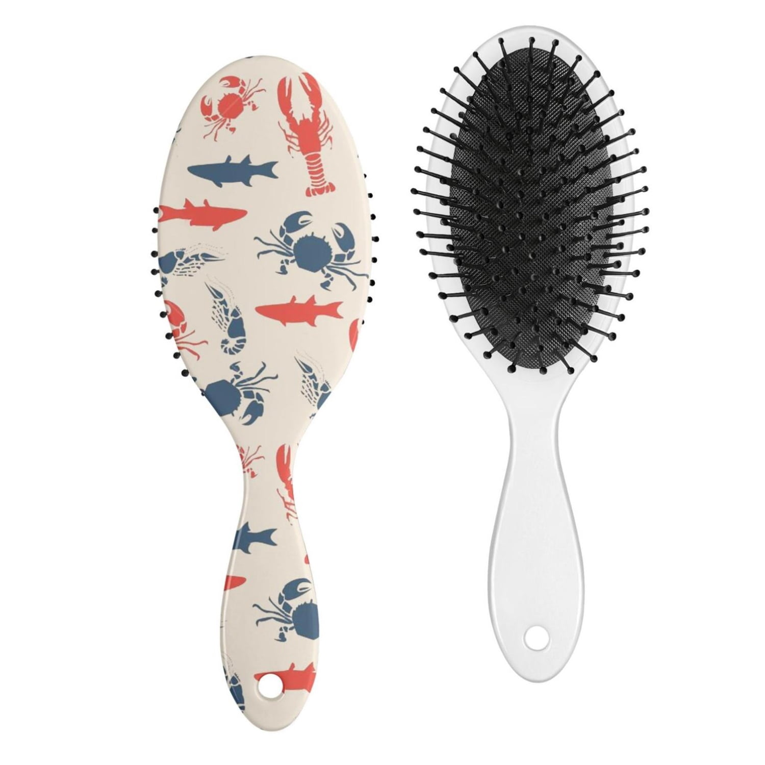 Nautical Hair Brush Featuring Lobster, Starfish, and Seafood Patterns ...