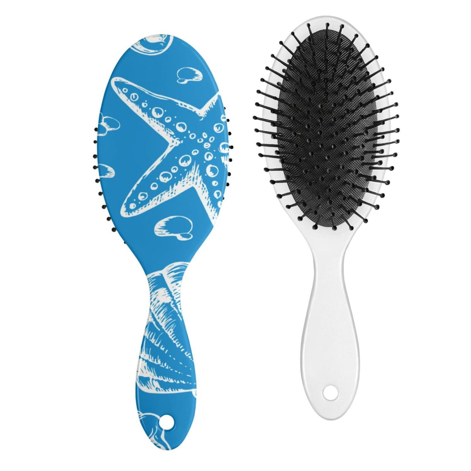 Nautical Hair Brush with Ocean Fish and Mermaid Design, Tropical Coral ...